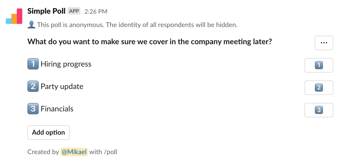 How to create a poll in Slack - Simple Poll Support Docs